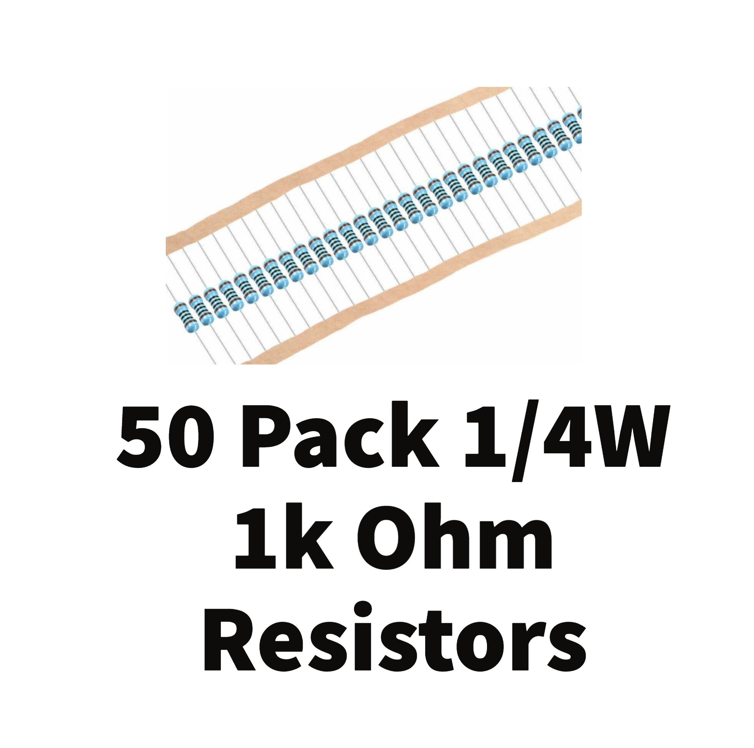 50 Pack 1/4W 1K ohm Resistors – DIY Electronic Hobbies